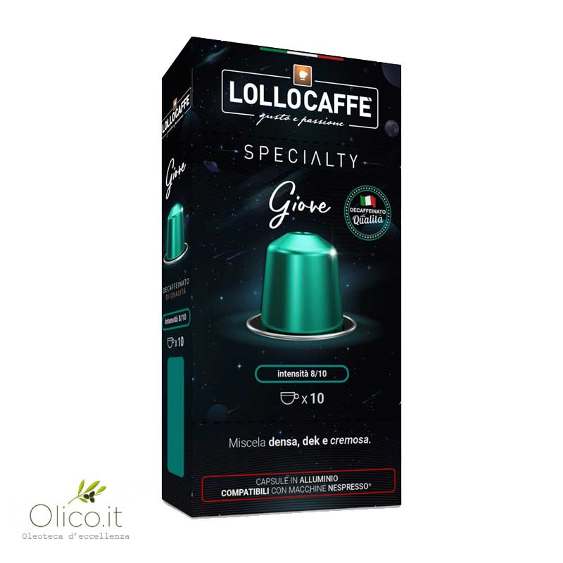 10 Capsules en aluminium Lollo Caffè Giove décaféiné comp Nespresso
