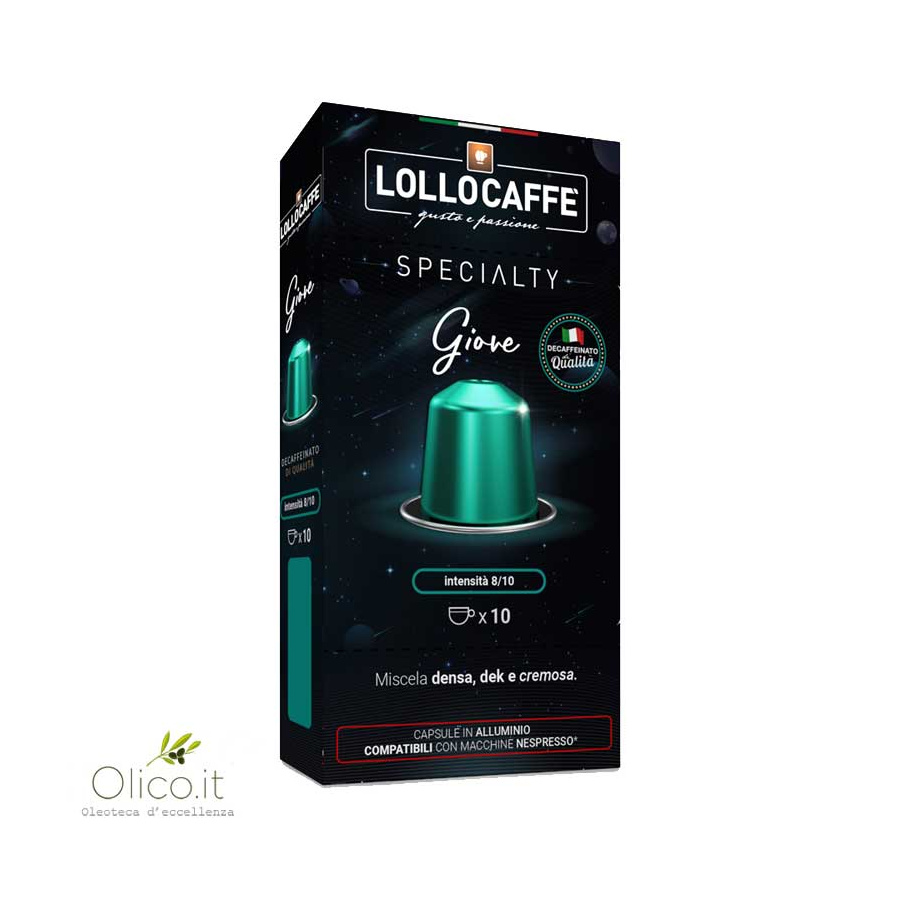 10 Capsules en aluminium Lollo Caffè Giove décaféiné comp Nespresso