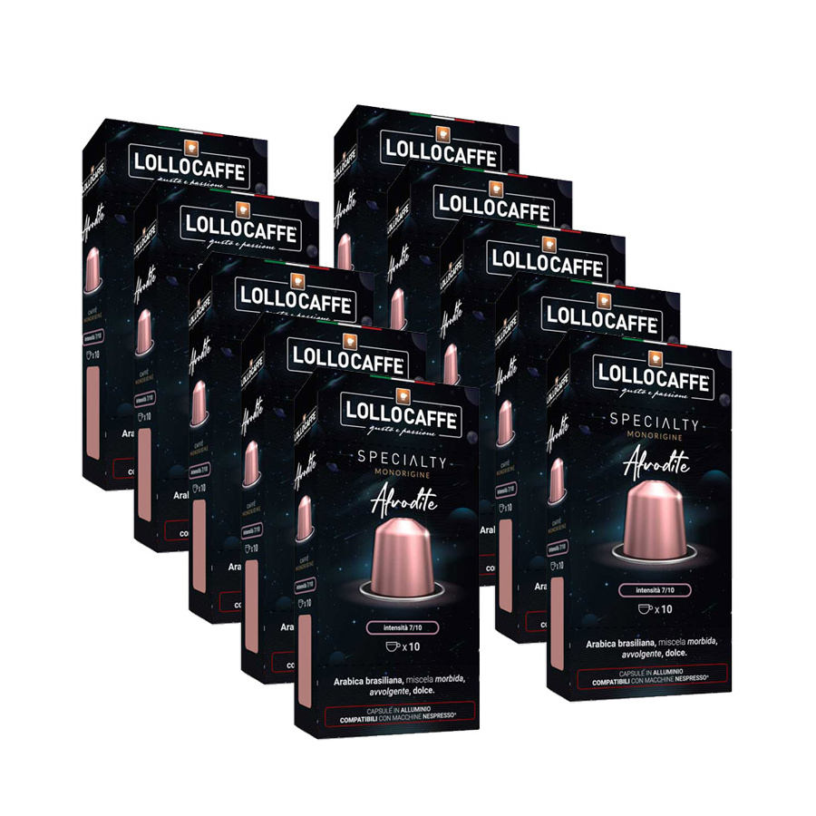 Offer 100 Afrodite Aluminium Coffee Capsules Lollo Box Nespresso