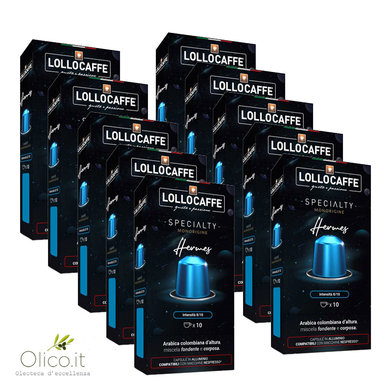 Offer 100 Hermes Aluminium Coffee Capsules Lollo Box Nespresso