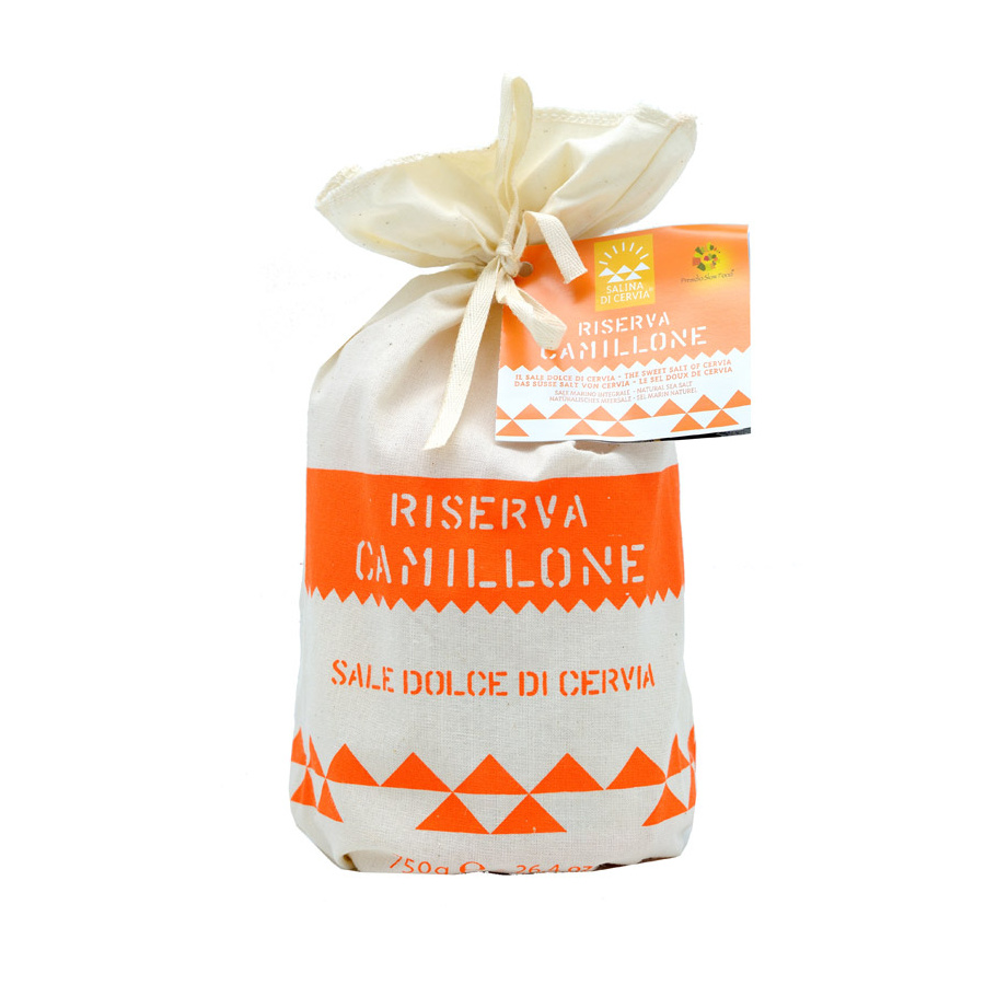 Sweet Sea Salt of Cervia in cotton gift bag Riserva Camillone 750 gr