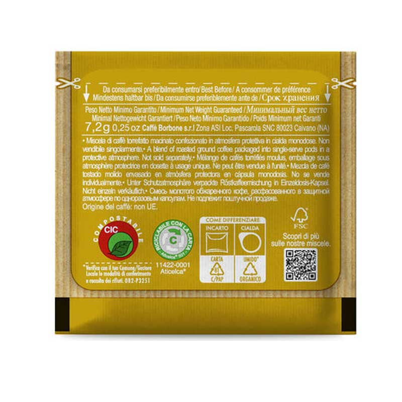 150 ESE Paper Pods 44 mm Caffè Borbone GOLD Blend Italian Coffee
